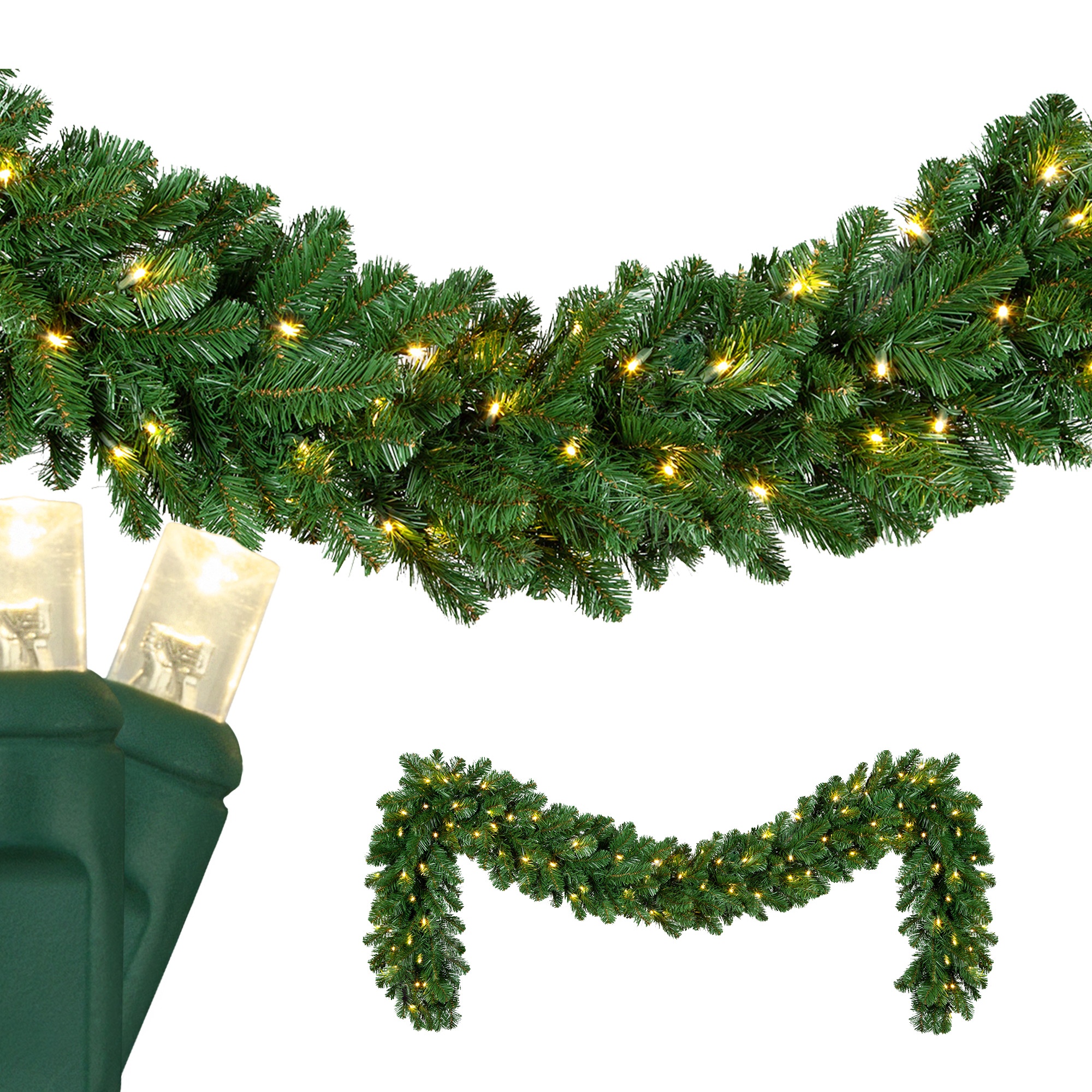 Lighted Christmas Garland - Oregon Fir Prelit Commercial LED Christmas ...