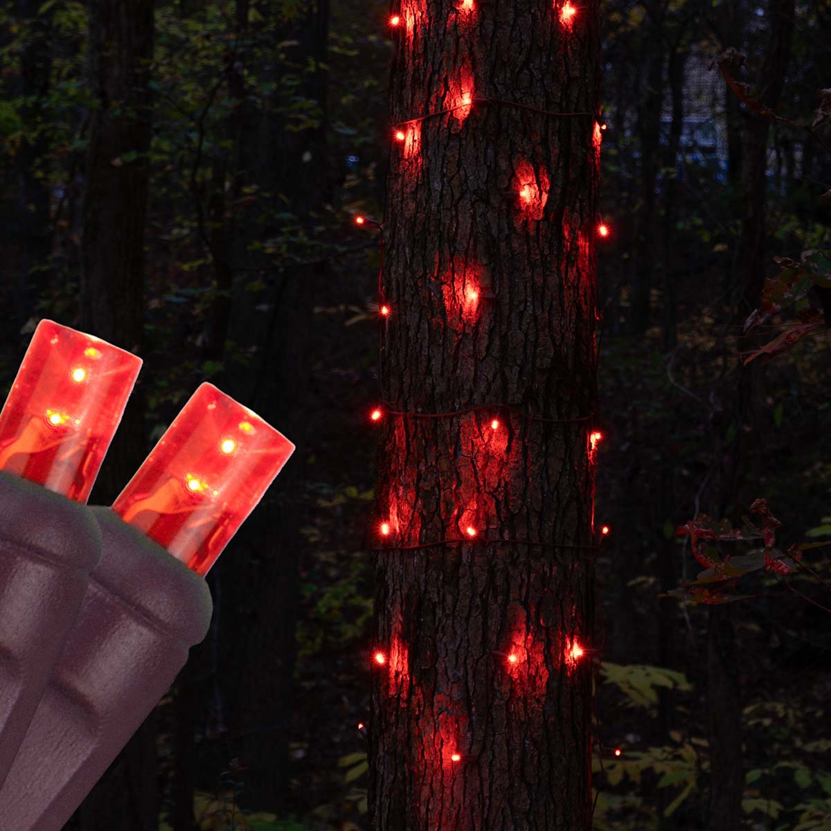 5mm Red LED StretchNet Pro® Tree Wrap Lights, Brown Wire
