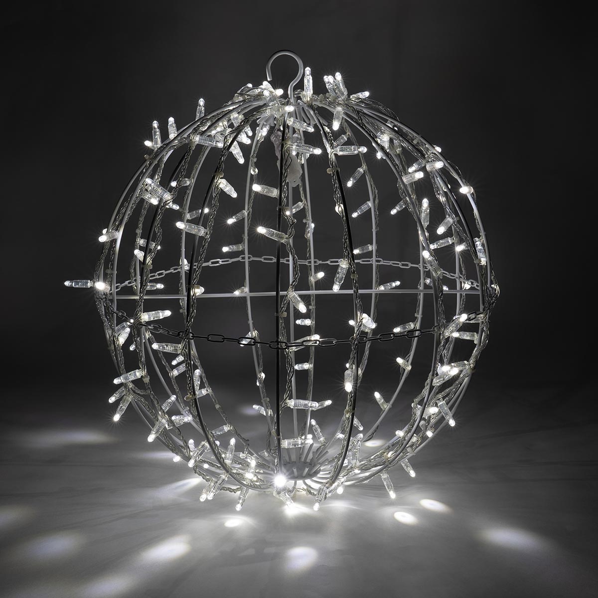 Cool White LED, Commercial Mega Sphere Christmas Light Ball, Fold Flat
