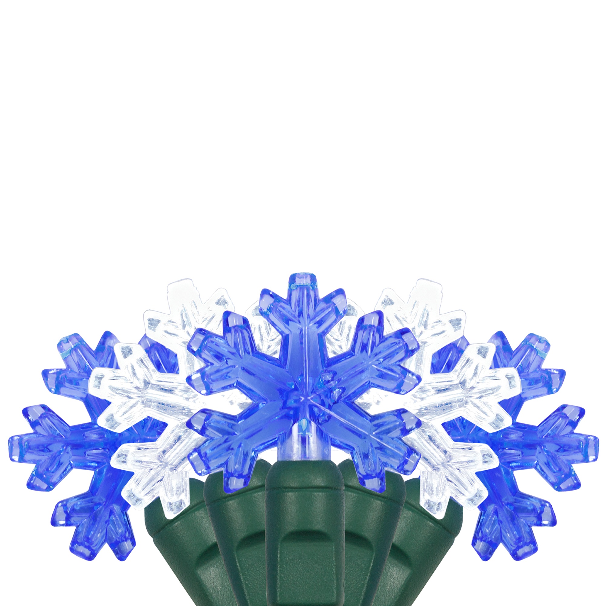 Novelty Lights - 35 Snowflake Blue / Cool White LED Lights, 6" Spacing