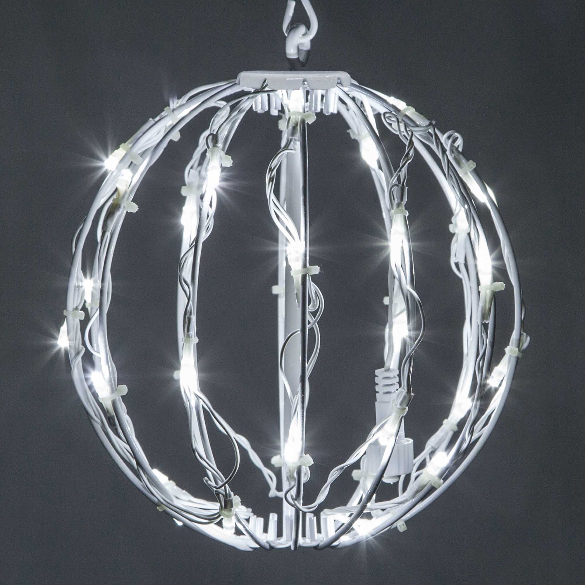 Cool White LED Christmas Light Ball, Fold Flat White Frame