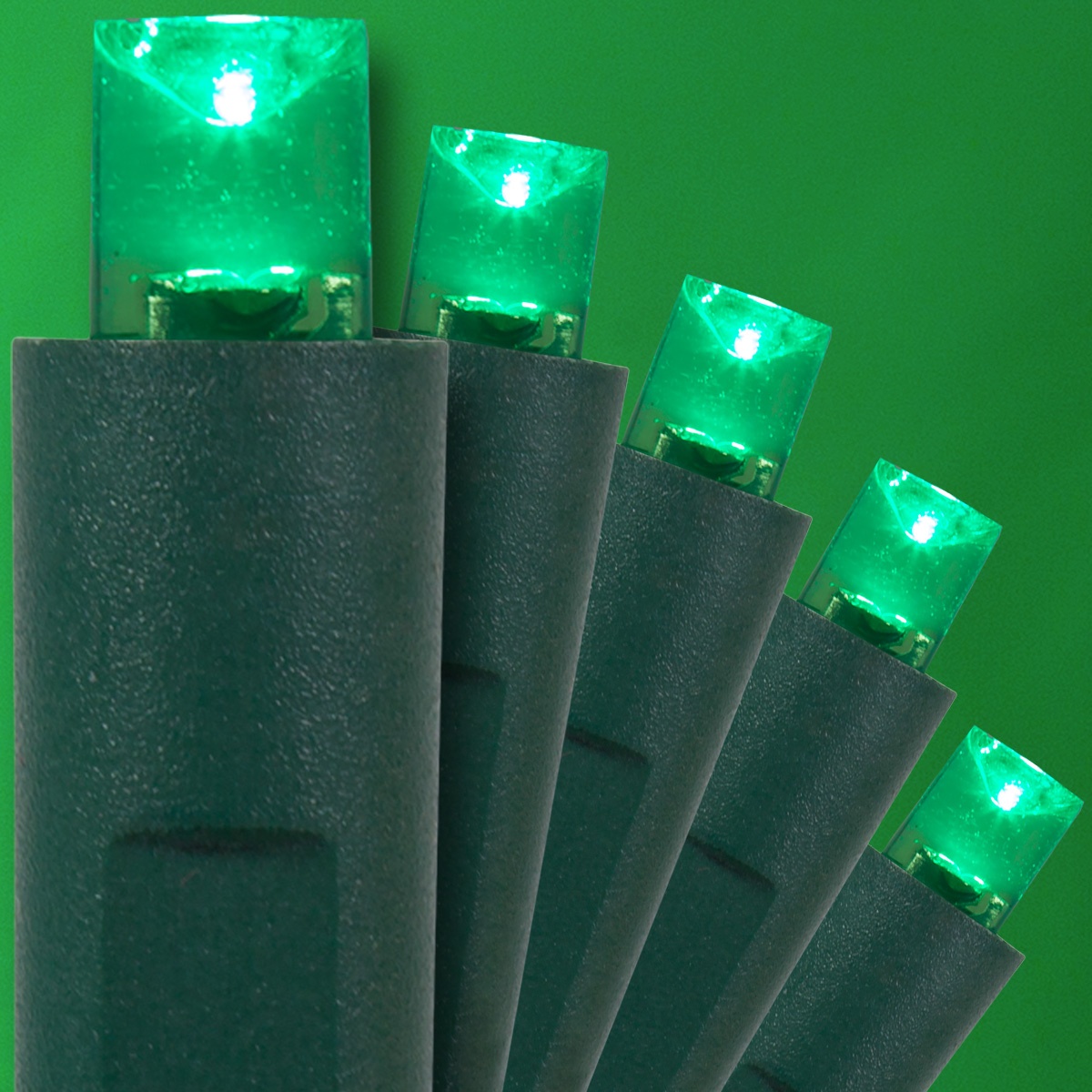 50 5mm Green LED Christmas Lights, Professional