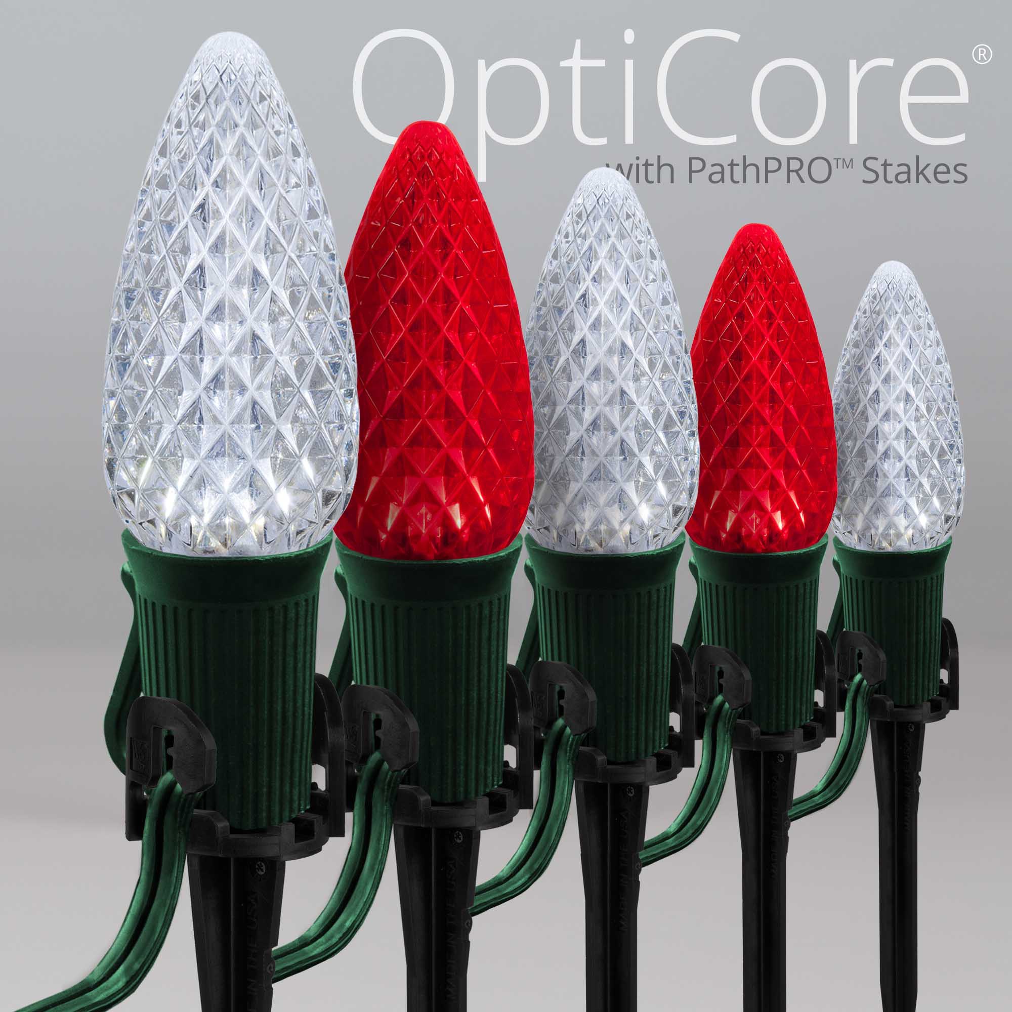 Christmas Lights - C9 Cool White / Red Opticore Christmas LED Pathway ...