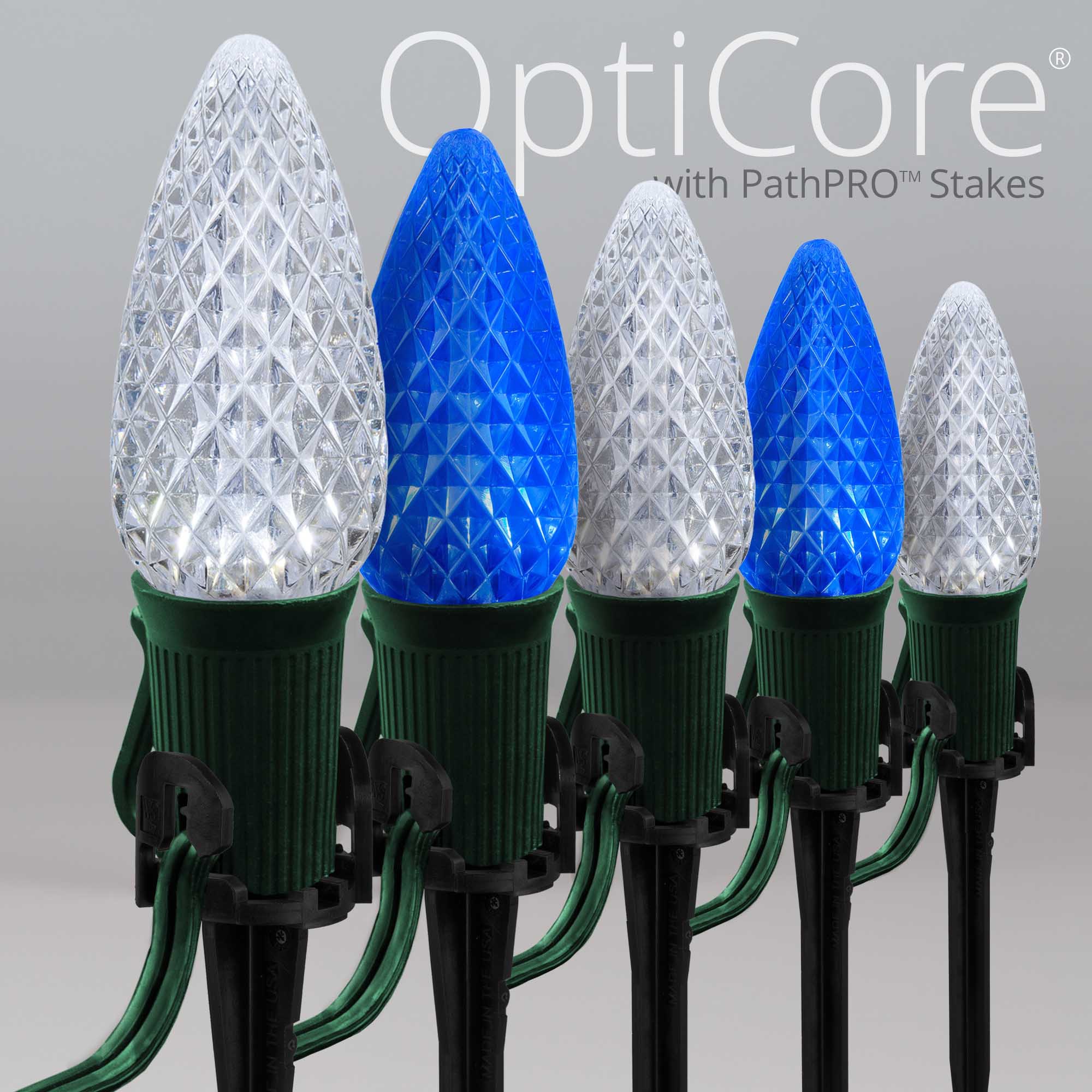 Christmas Lights - C9 Cool White / Blue Opticore Christmas LED Pathway ...