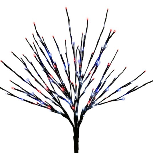 Patriotic Brown Glimmer Spray Lighted Branches with Red / White / Blue ...