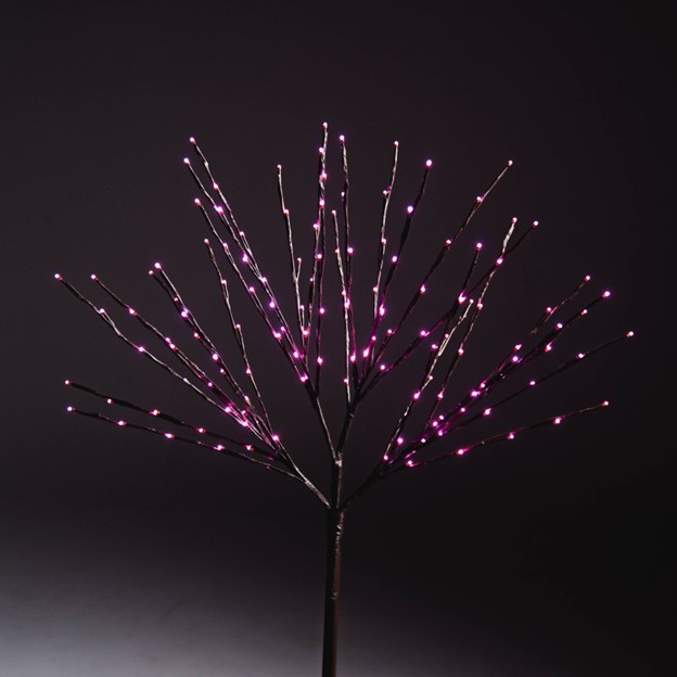 Brown Glimmer Spray Lighted Branches with Pink LED Lights, 6 pc