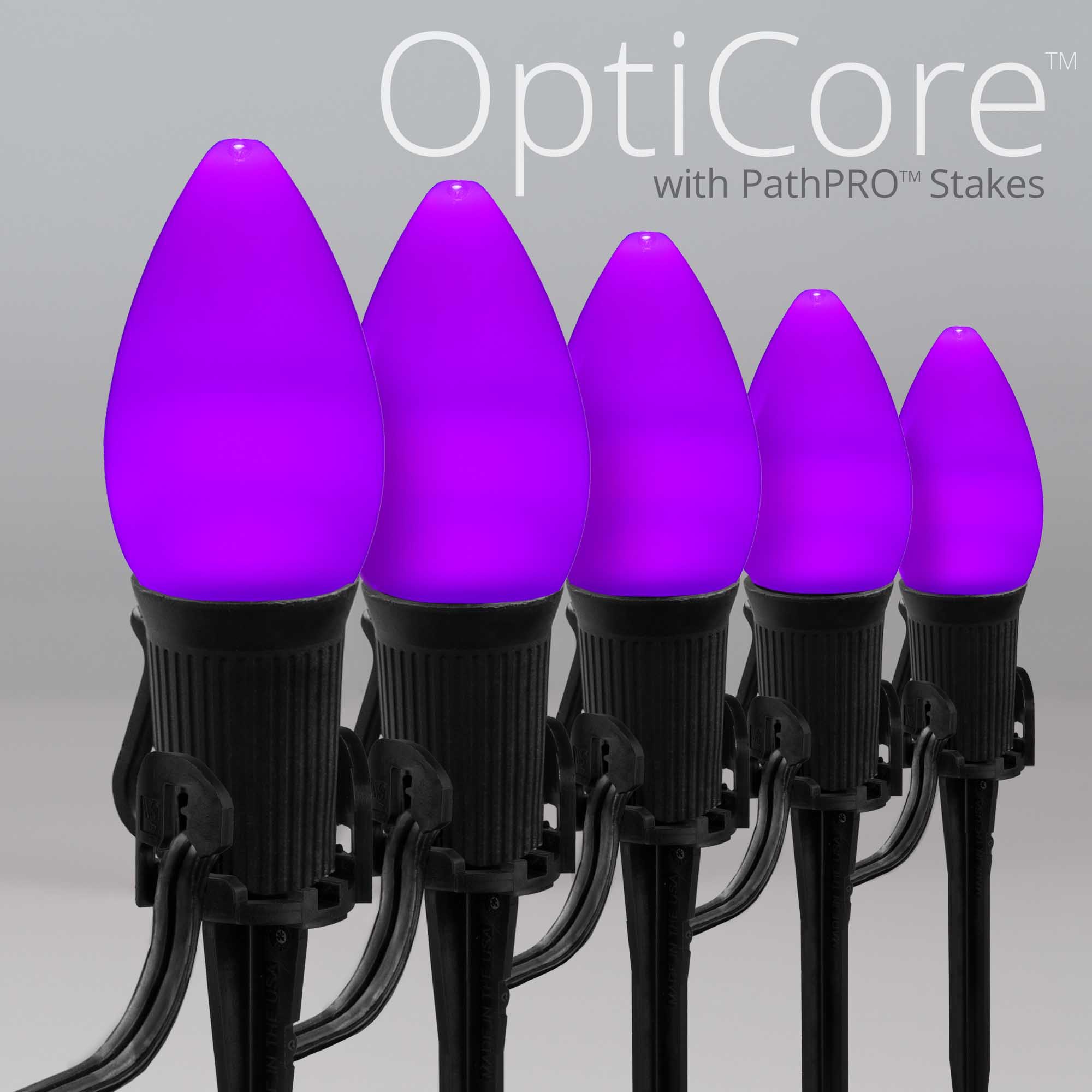 Halloween Lights - C7 Purple Smooth Opticore Halloween LED Pathway Lights