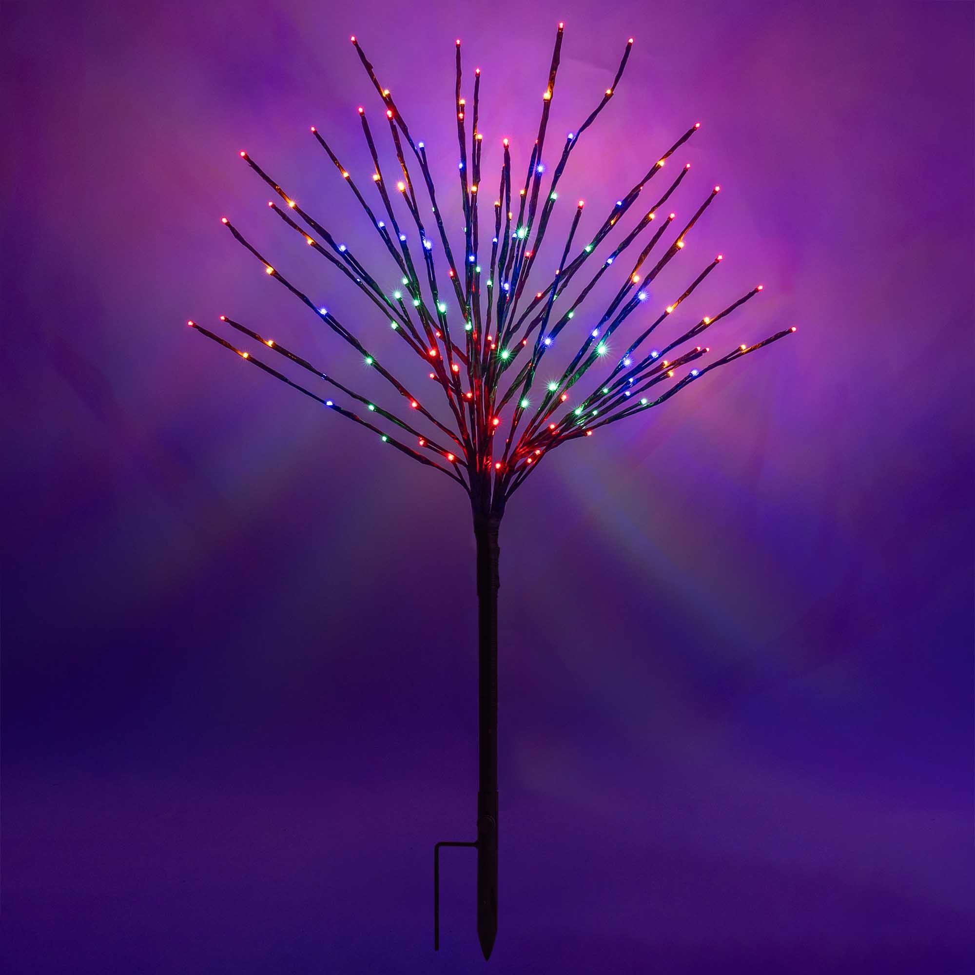 Brown Glimmer Spray Lighted Branches with Multicolor LED Lights, 6 pc