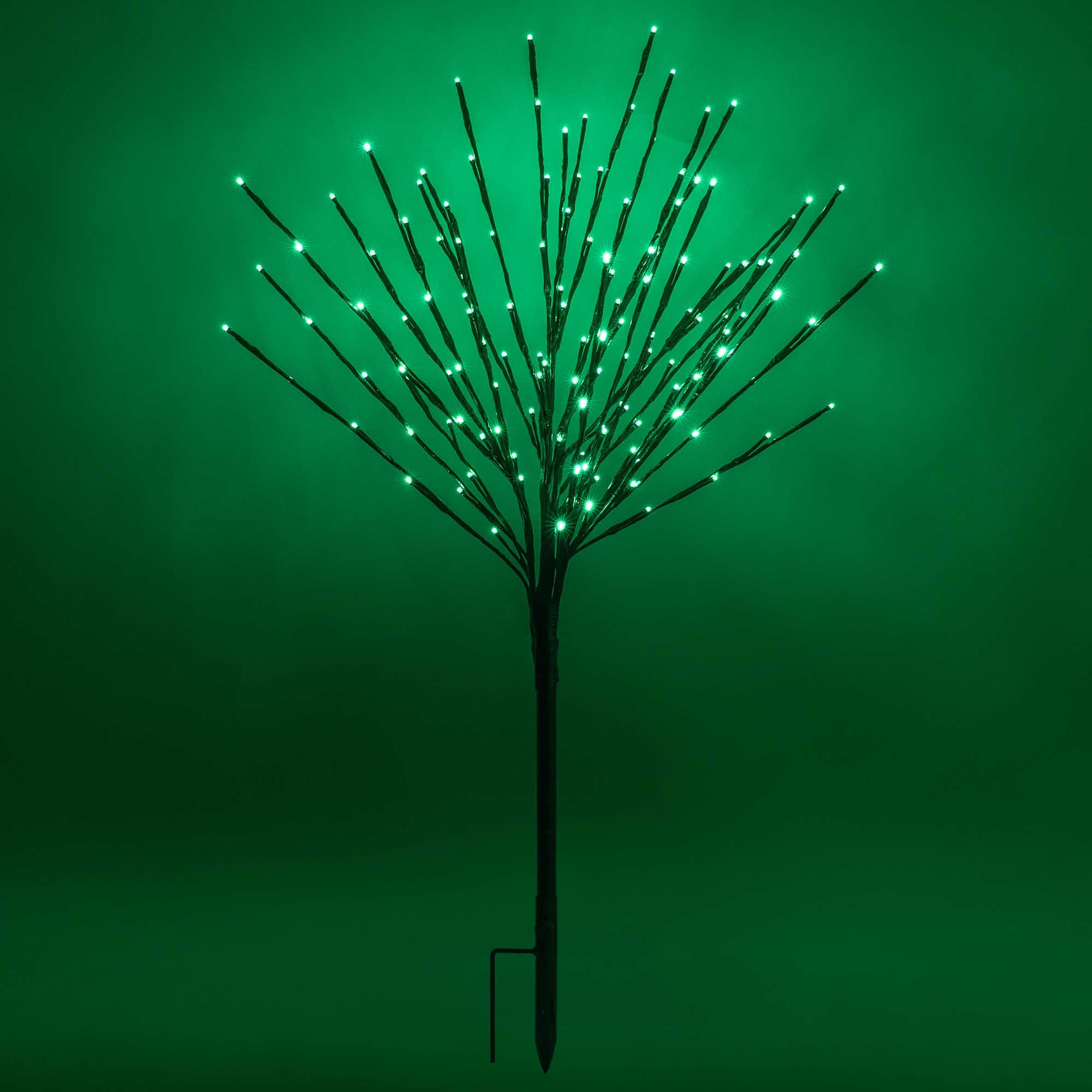 Brown Glimmer Spray Lighted Branches with Green LED Lights, 6 pc