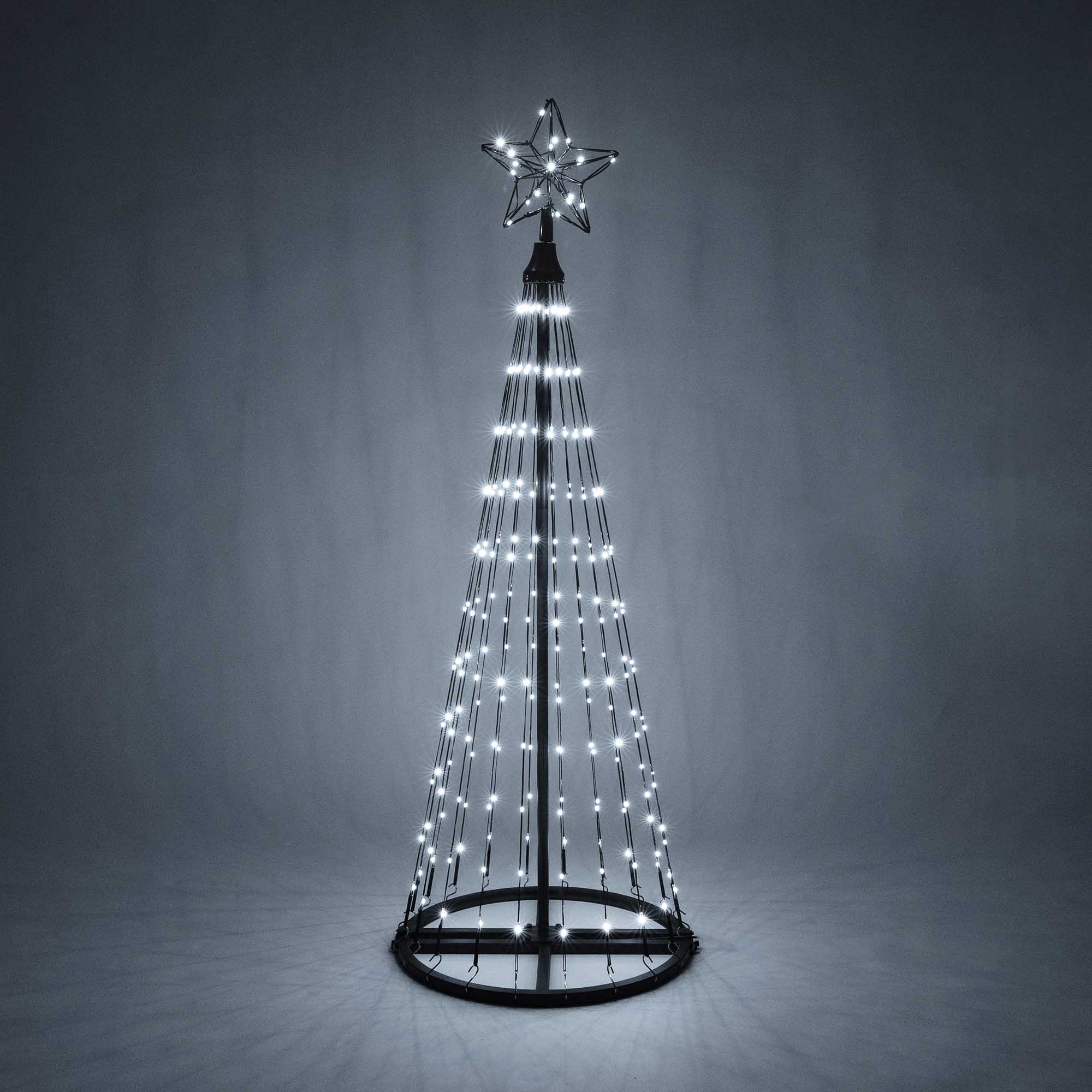 Cool White LED Animated Outdoor Lightshow Tree, Black Frame