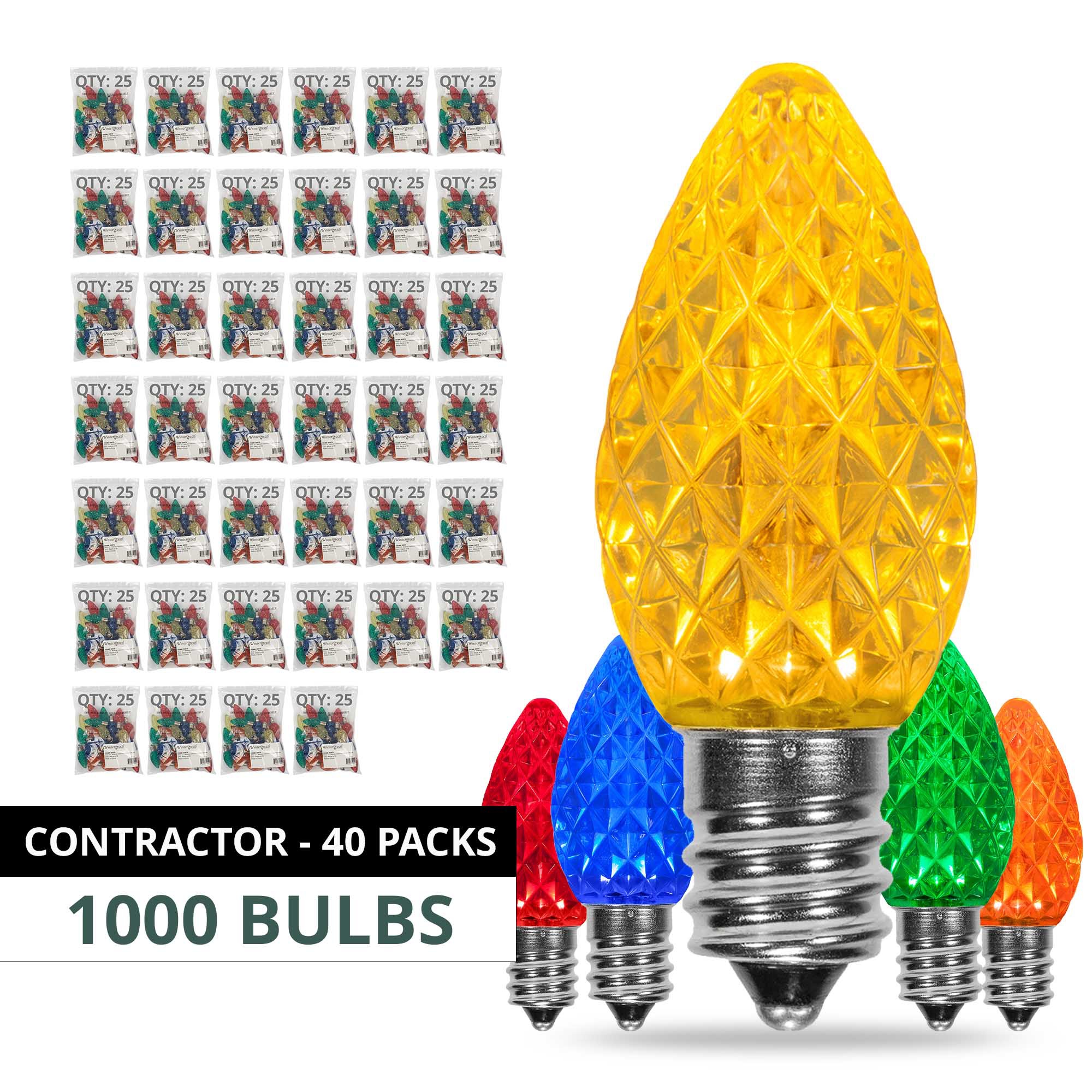 C7 Multicolor OptiCore® LED Christmas Light Bulbs, Contractor Pack