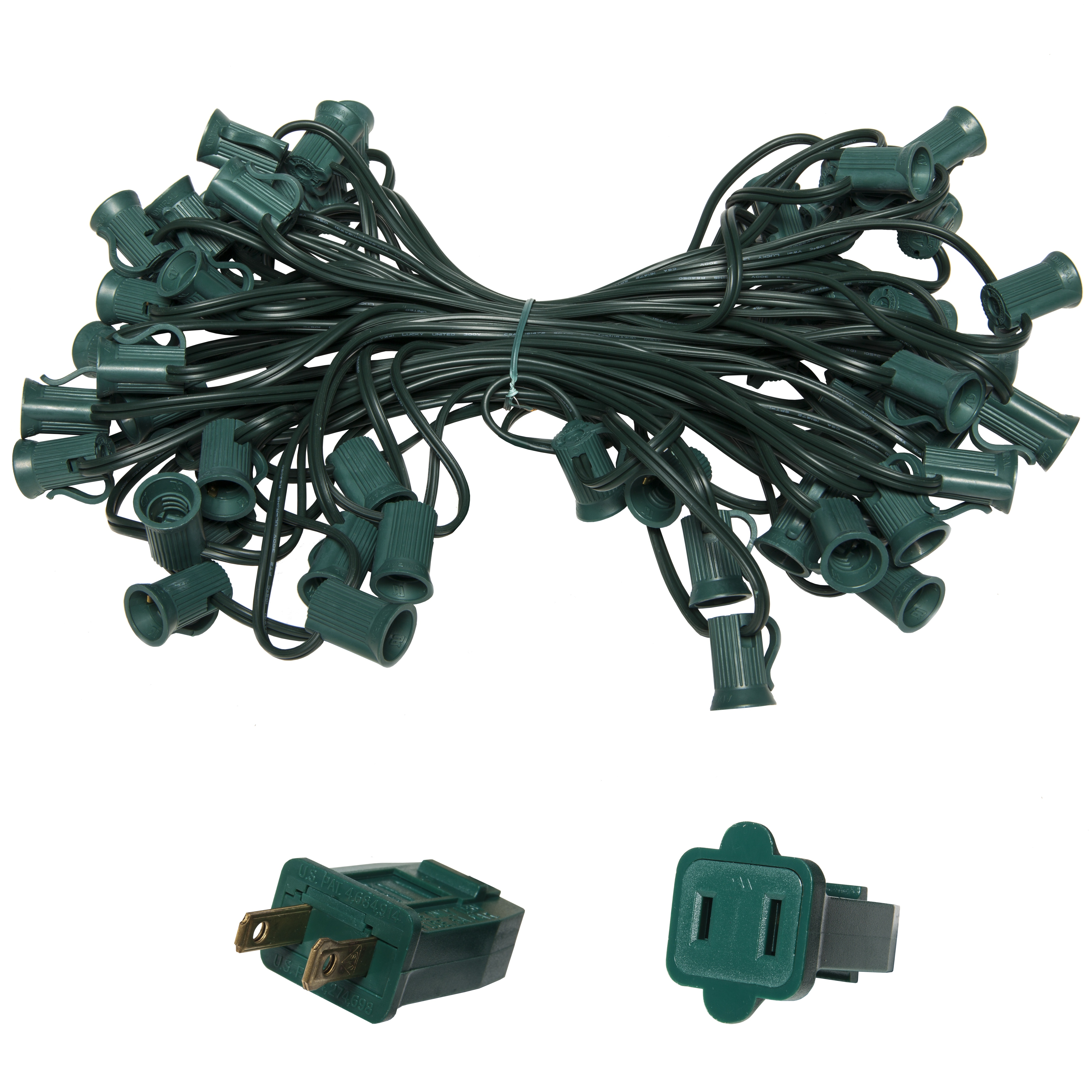 C7 Christmas Lights - 50' C7 Commercial Light Stringer, SPT1W Green ...