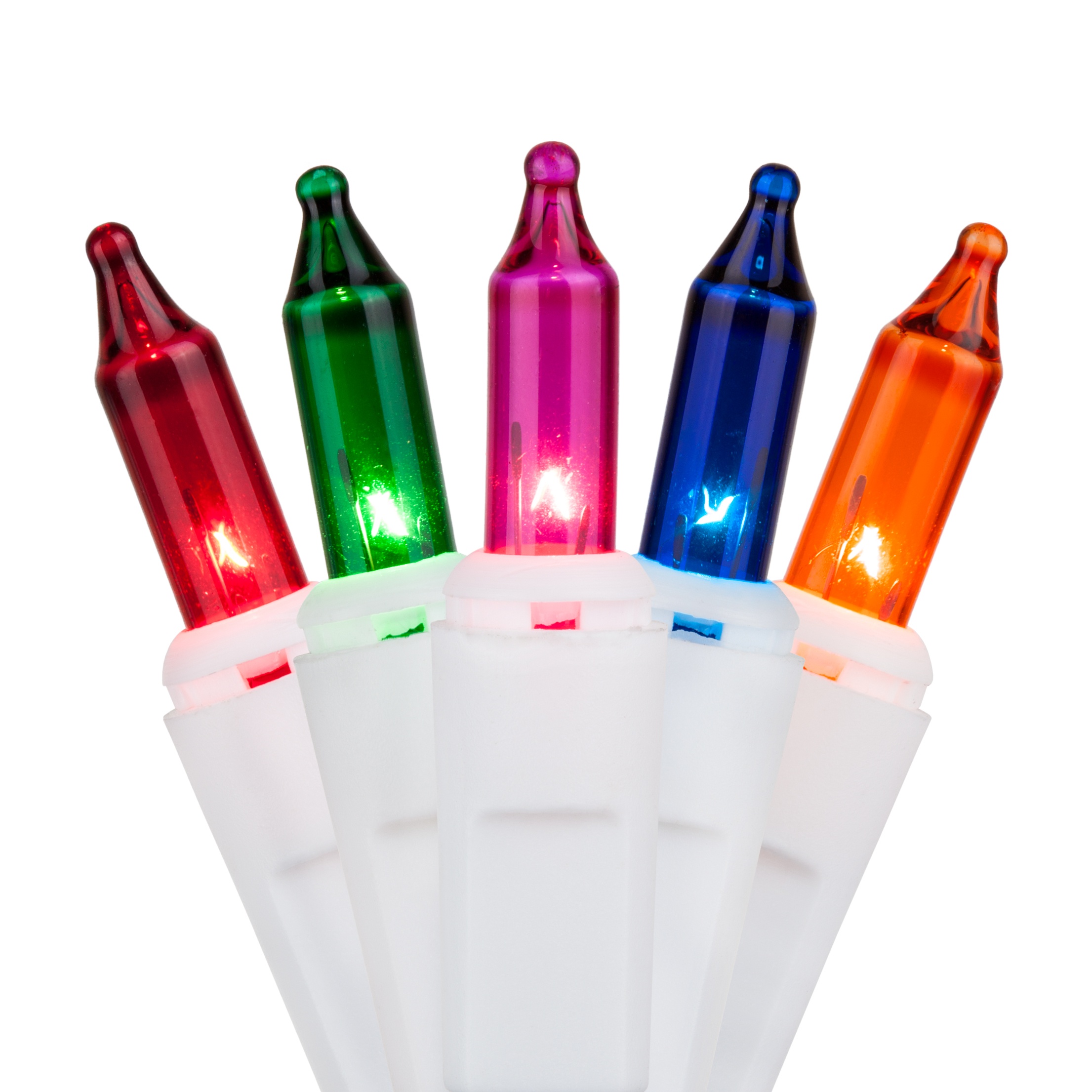 White Christmas Lights - 35 Multi Color Mini Lights, 3" Spacing, White Wire