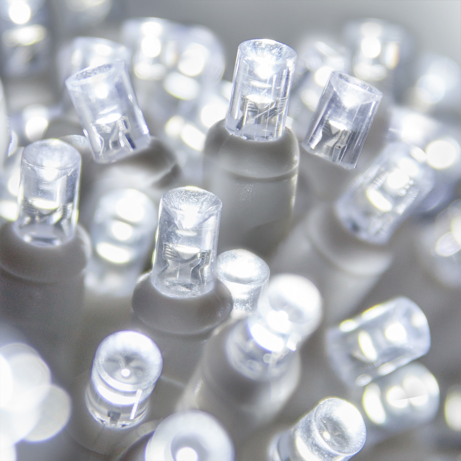 70 5mm Cool White LED Christmas Lights, Commercial, White Wire