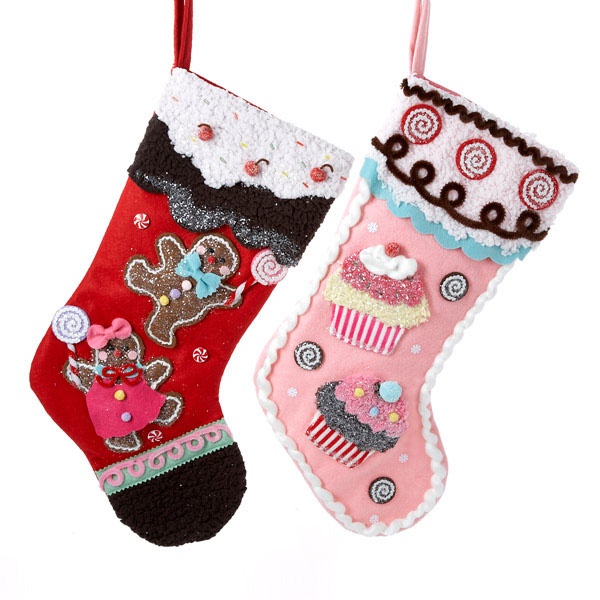 Christmas Stockings - 19" Gingerbread Man and Cupcake Stockings, 2 ...