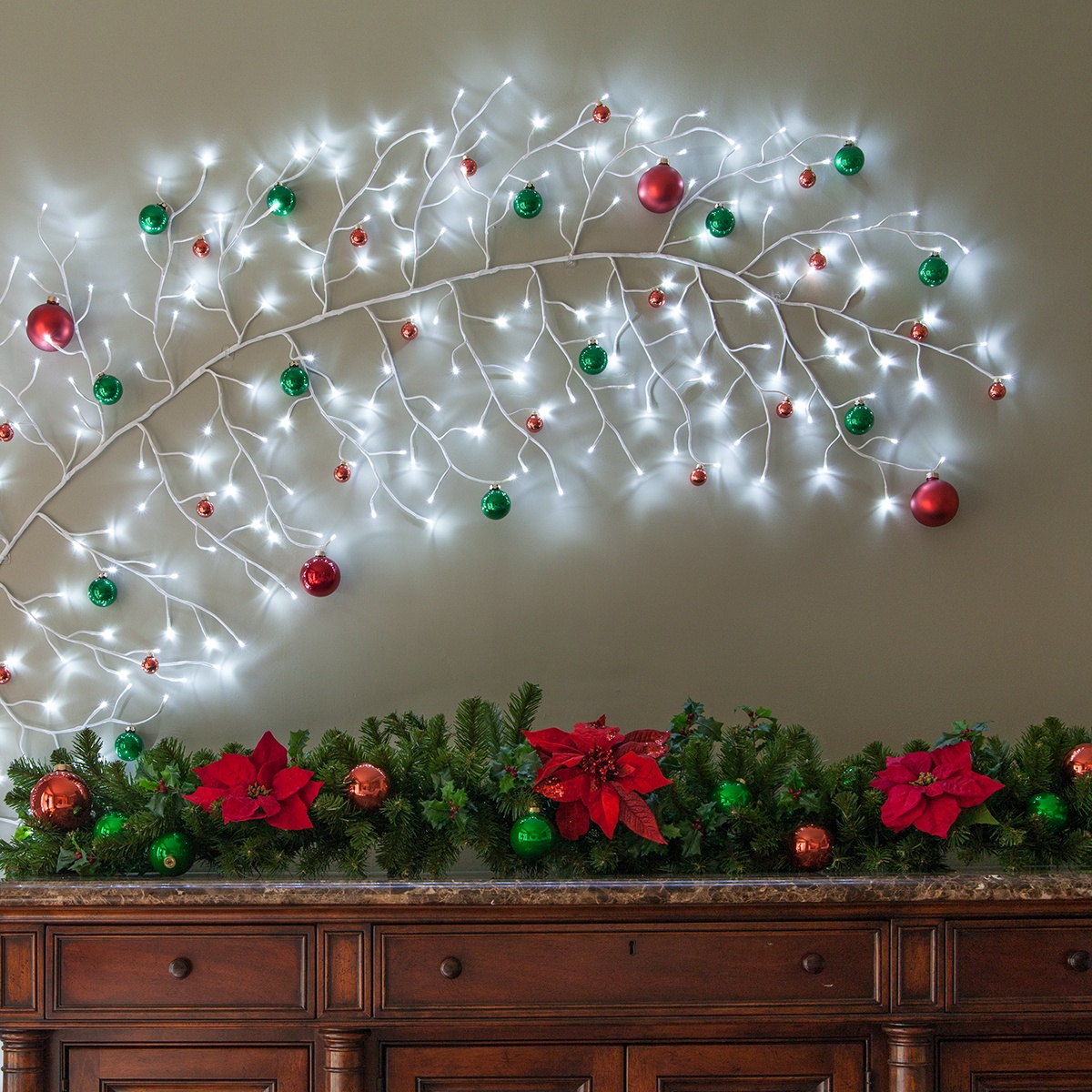 White Climbing Vine Lighted Branches with Cool White LED Lights, 1 pc