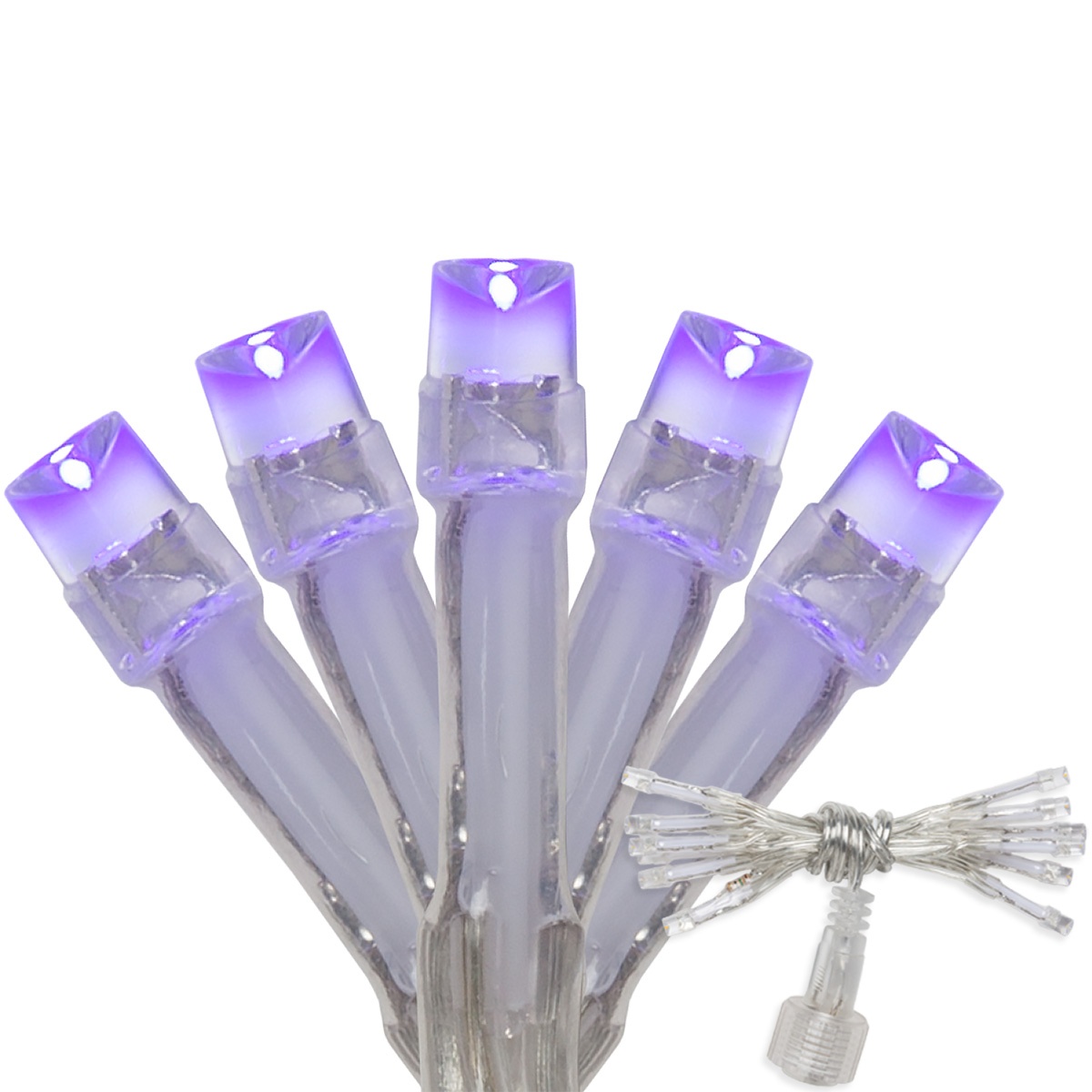 Aurora Superstar TM Light String, 12 Purple LED Mini Lights, Clear Wire