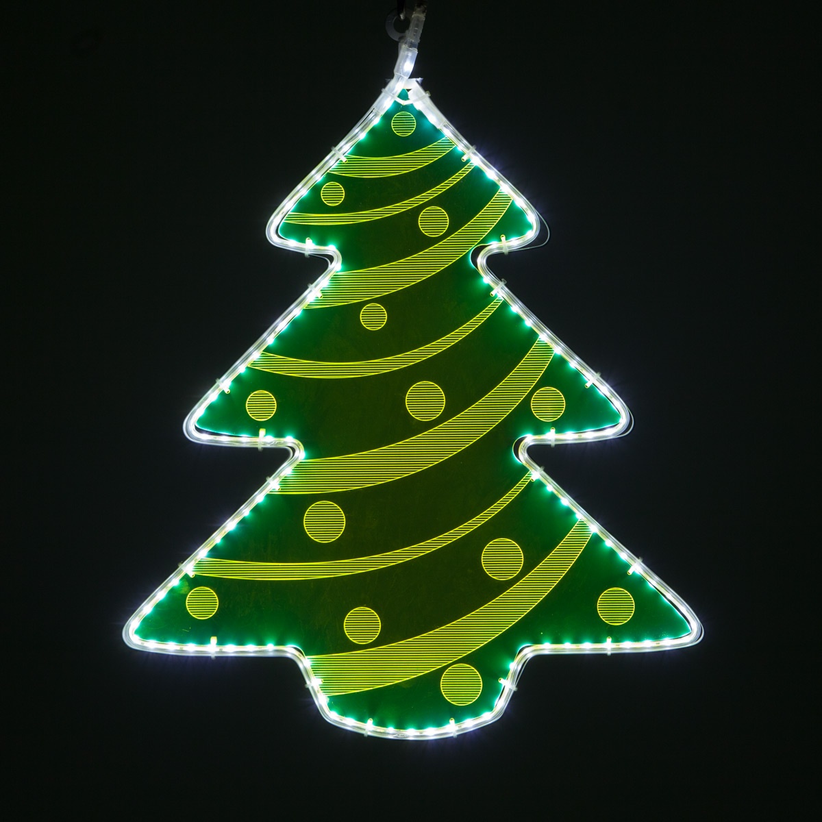 Electric Green Lit Tree with Etched Decorative Design