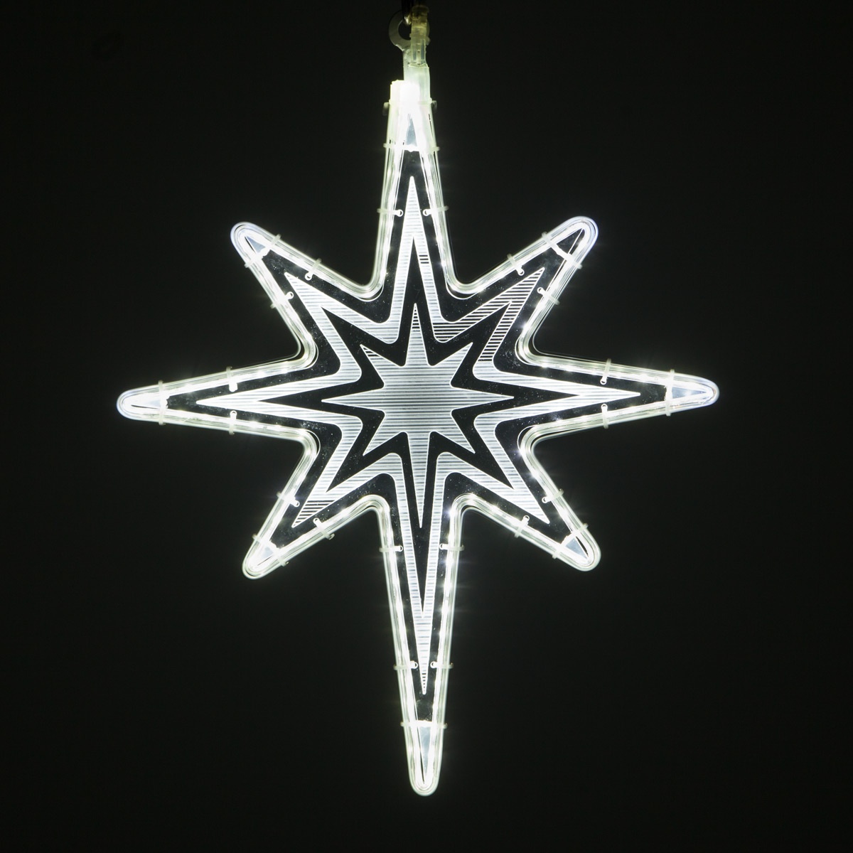 Clear Bethlehem Star with Etched Starburst Design