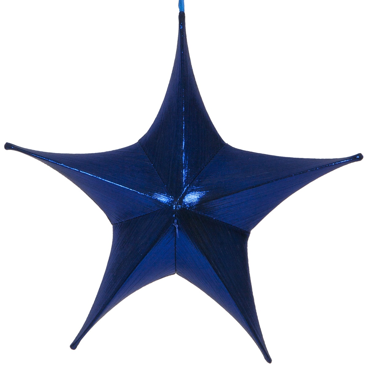 Fold Flat Blue Metallic Lame Christmas Star, Unlit