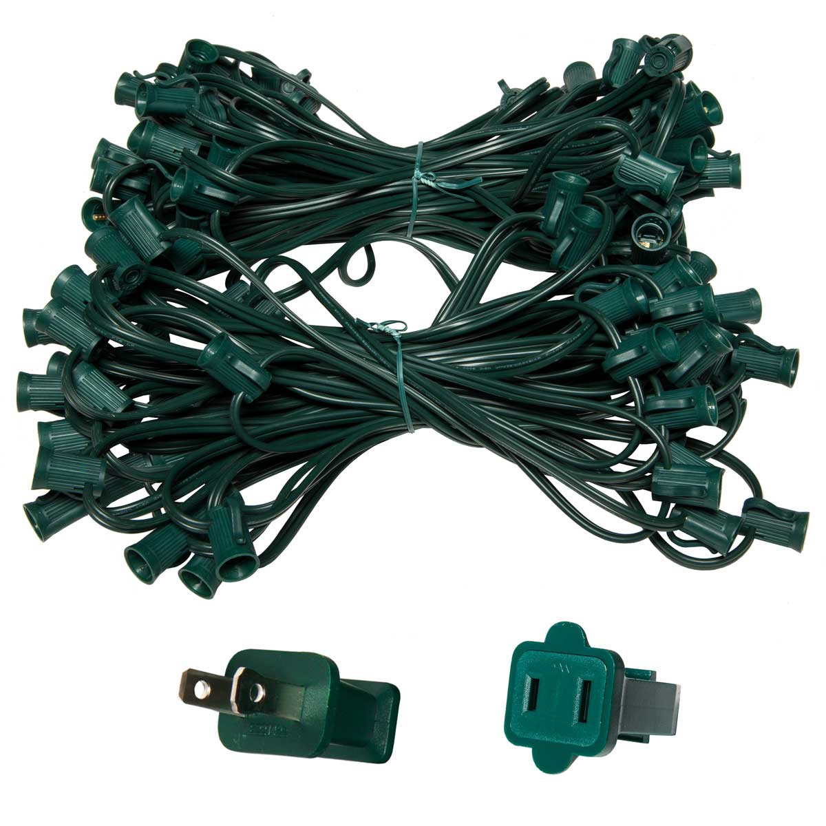 C7 Christmas Lights - 100' C7 Commercial Light Stringer, SPT2 Green ...