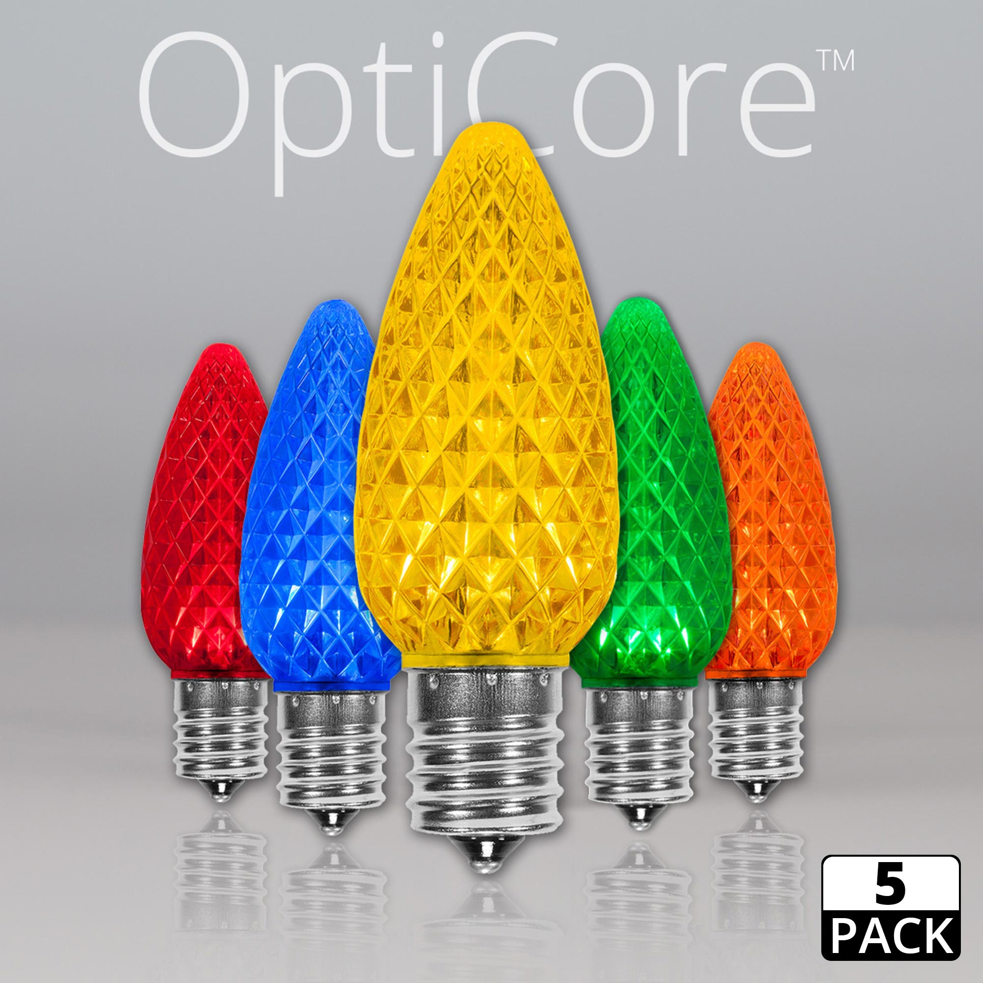 5-Pack, C9 Multicolor OptiCore LED Christmas Light Replacement Bulbs