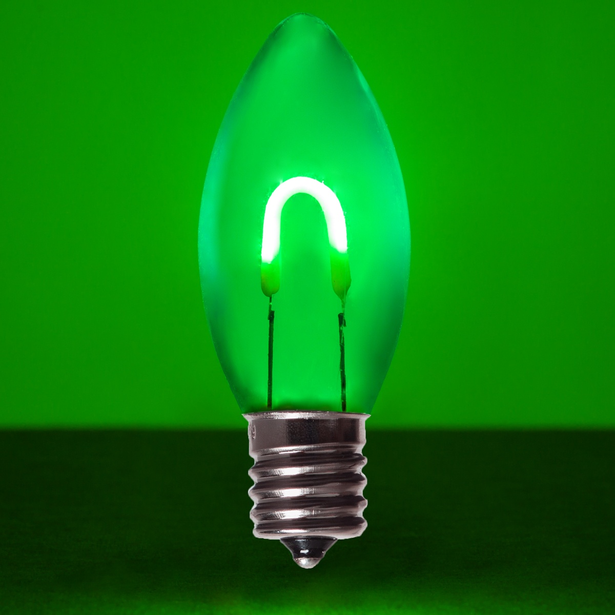 C9 Green Shatterproof FlexFilament LED Vintage Christmas Light Bulbs