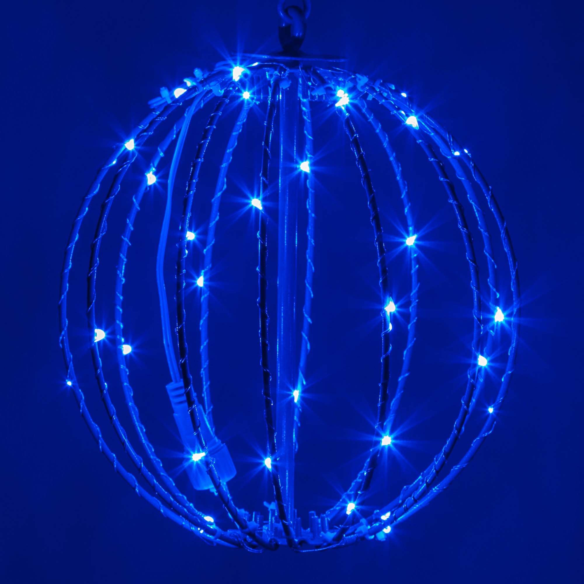 Blue LED Fairy Christmas Light Ball, Fold Flat Blue Frame