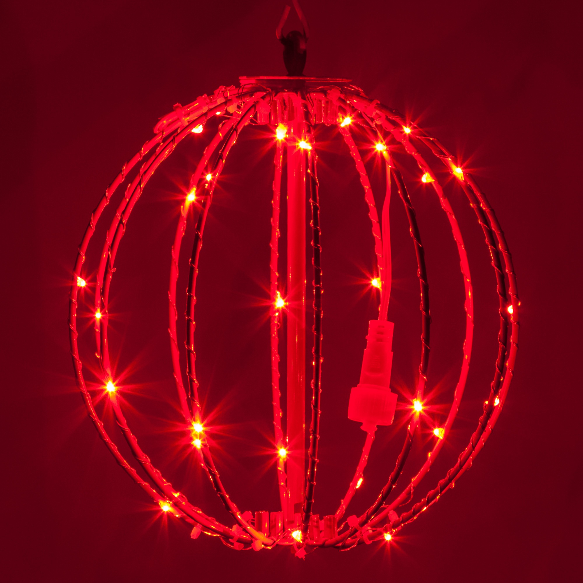 Red LED Fairy Christmas Light Ball, Fold Flat Red Frame
