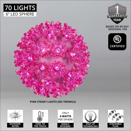 Pink LED Starlight Sphere