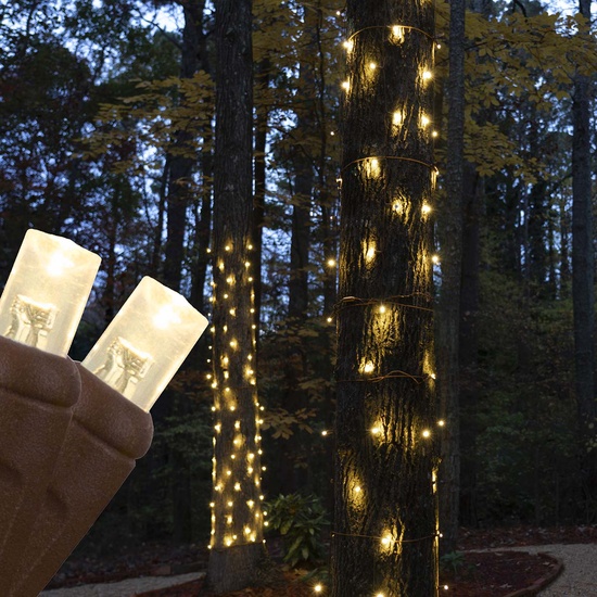 5mm Warm White LED StretchNet Pro® Tree Wrap Lights, Brown Wire