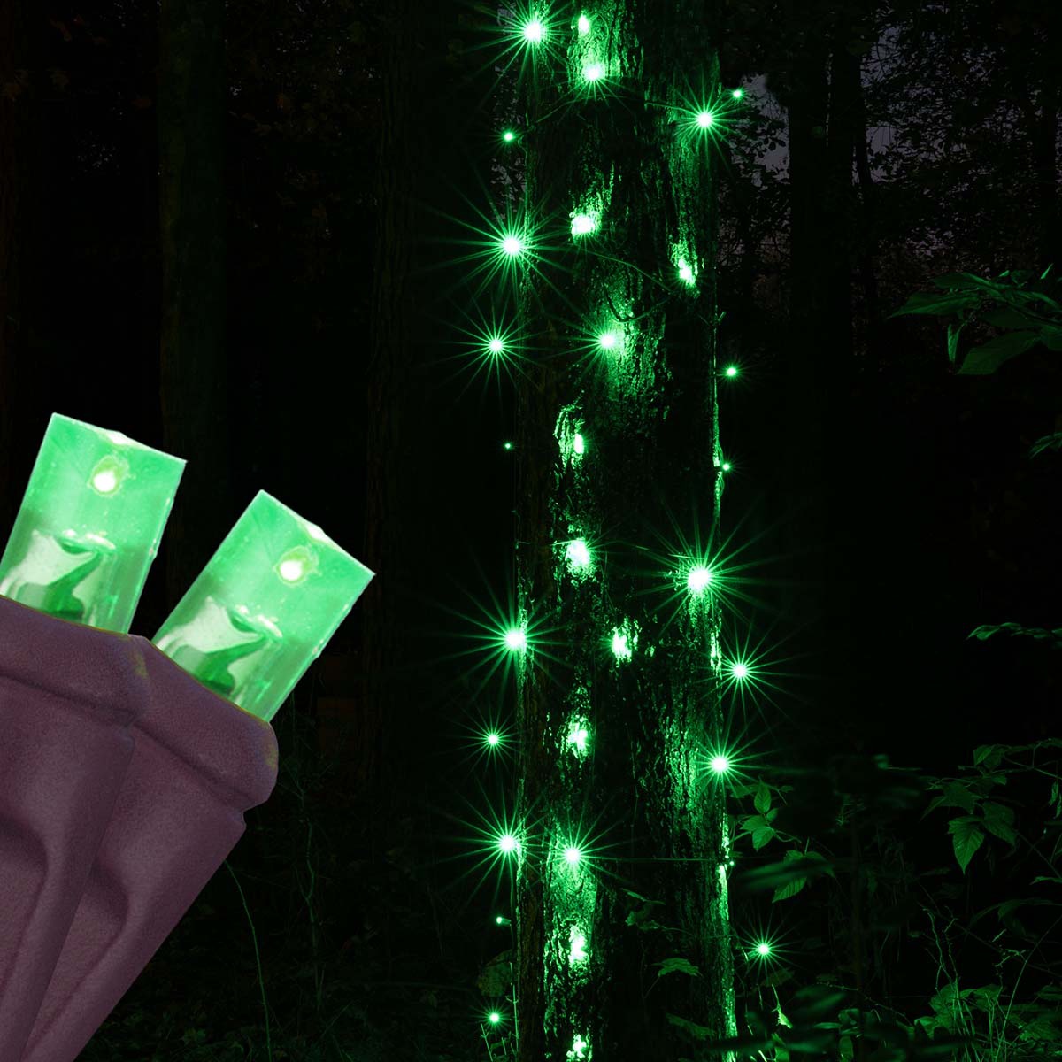 5mm Green LED StretchNet Pro® Tree Wrap Lights, Brown Wire