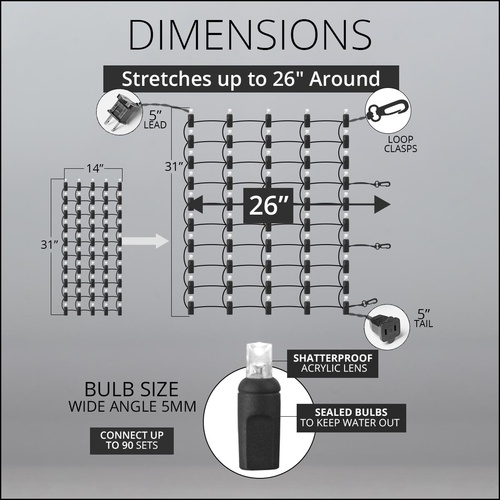 5mm Multicolor LED StretchNet Pro® Tree Wrap Lights, Brown Wire