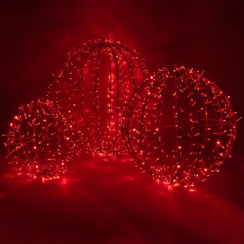 Red LED, Commercial Mega Sphere Christmas Light Ball, Fold Flat