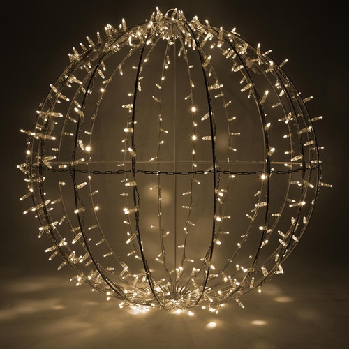 Warm White LED, Commercial Mega Sphere Christmas Light Ball, Fold Flat