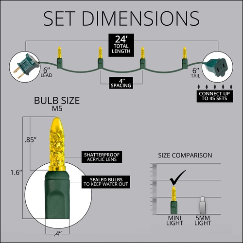 M5 Gold LED Christmas Lights