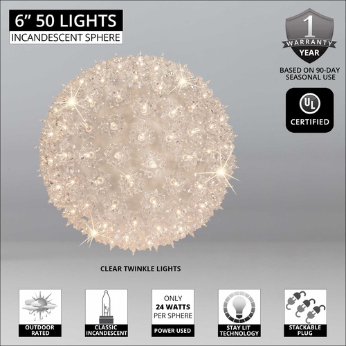 Clear Incandescent Twinkle Starlight Sphere