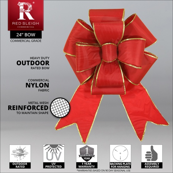 Red with Gold Trim Blooming Puff Nylon Christmas Bow