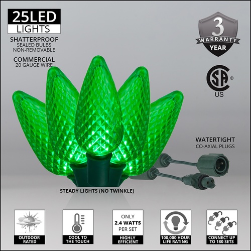 Commercial Green C9 LED Christmas Lights