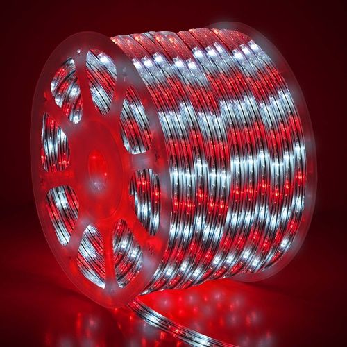 Red, Cool White LED Rope Light, 2 Wire 1/2", 120 Volt