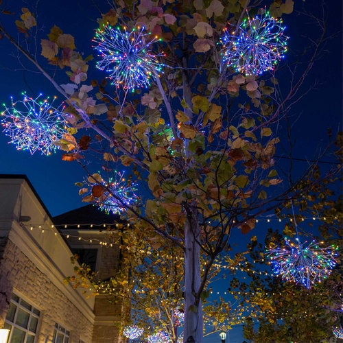 Silver Starburst Lighted Branches with Multicolor LED Twinkle Lights, 1 pc