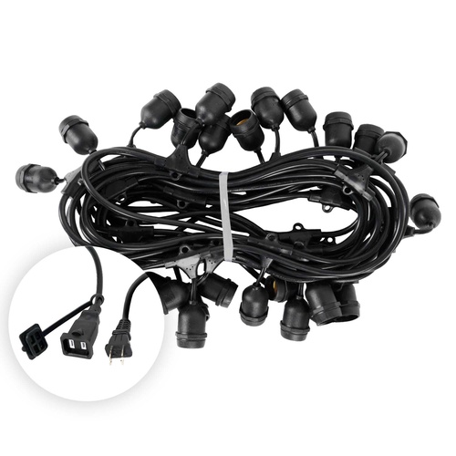Outdoor Patio String Lights - 50' E26 Commercial Patio Light Stringer ...