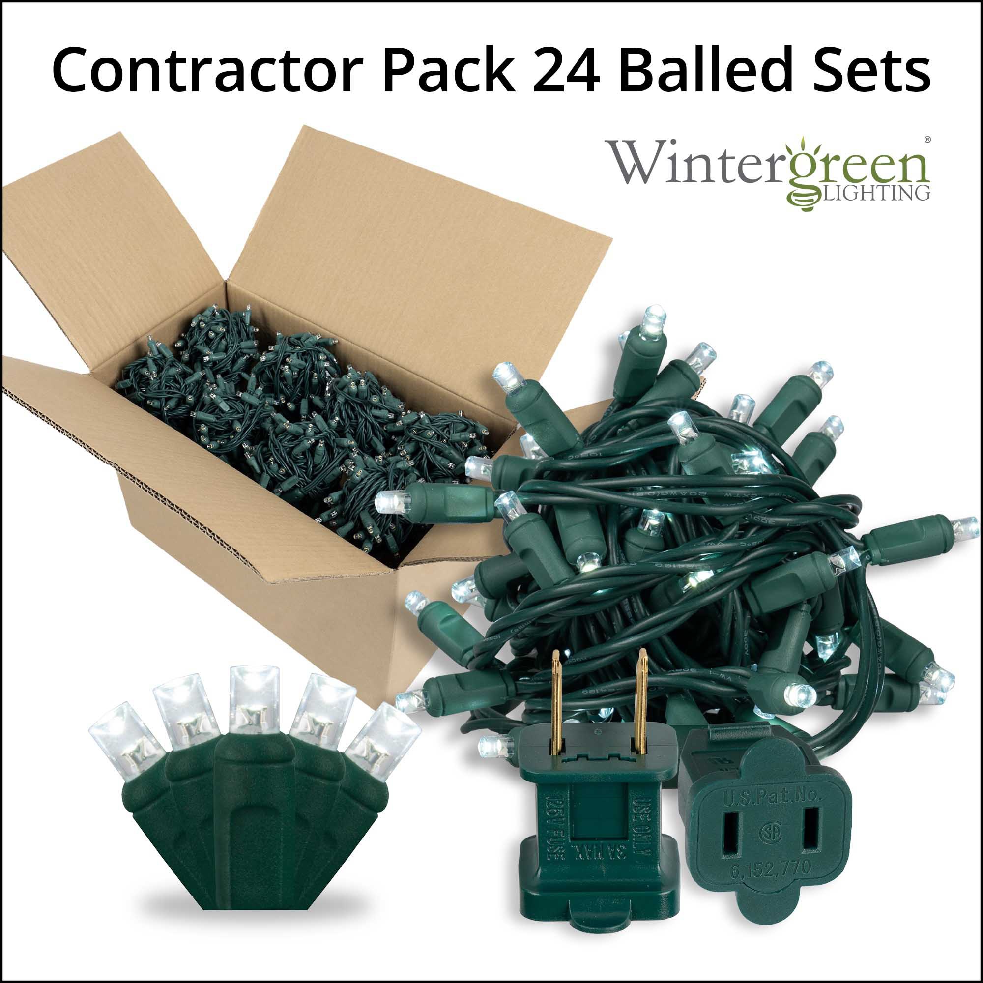 5mm Cool White LED Christmas Lights, Contractor Pack