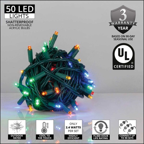 50 5mm Multi Color LED Christmas Lights, Professional
