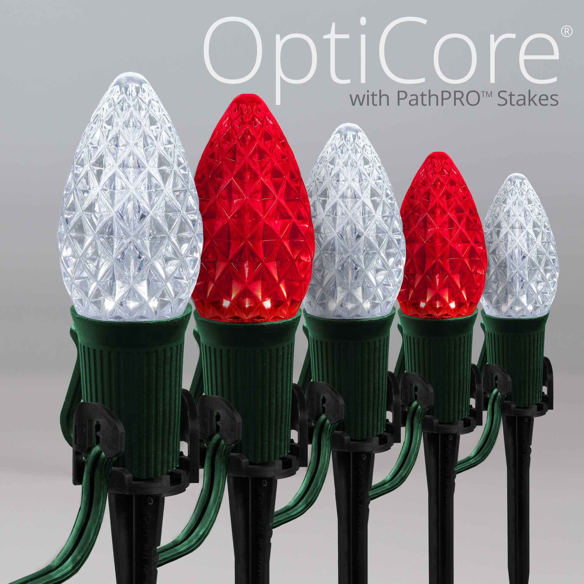 Christmas Lights - C7 Cool White / Red Opticore Christmas LED Pathway ...