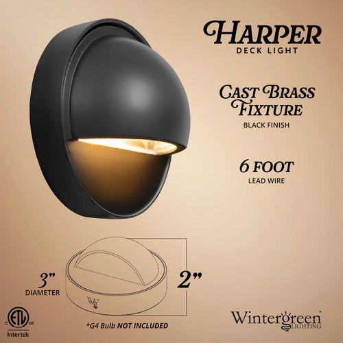 Harper Outdoor Low Voltage Landscape Lighting Deck Light, Black