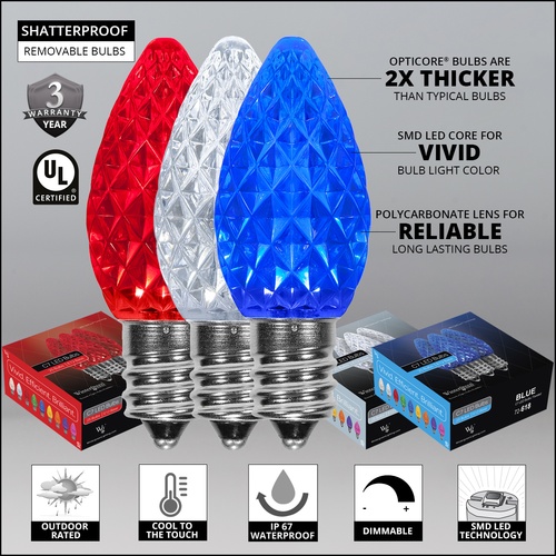 Lights - C7 Red / White / Blue Opticore Christmas LED Pathway Lights