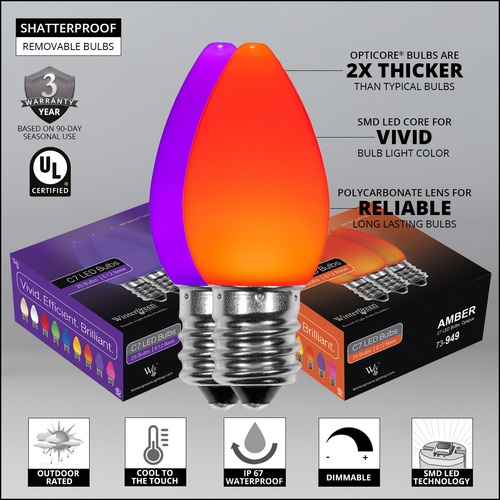 Halloween Lights - C7 Purple / Amber Smooth Opticore Commercial LED ...