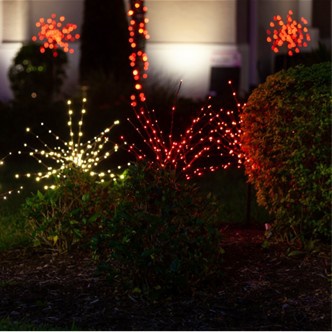 Brown Glimmer Spray Lighted Branches with Red LED Lights, 6 pc