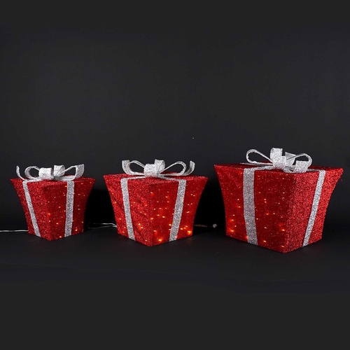 Outdoor Christmas Decorations - Gift Boxes Motif, Set of 3